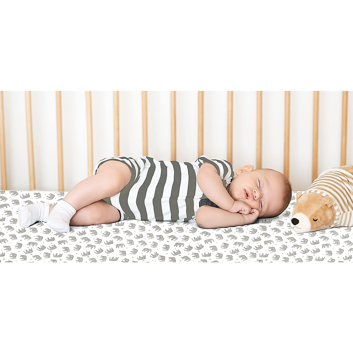 Baby Bassinet Sheet Set for Boy and Girl, 3 Pack, Universal Fitted for Oval, Hourglass & Rectangle Bassinet Mattress, Fitted Sheets Size 32 x 16 x 4 Inches, Grey