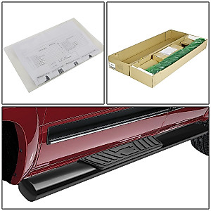 Auto Dynasty 5 Inches Oval Tubing Side Step Nerf Bar Running Board Compatible with Ford F-150 F-250 F-350 Regular Cab 15-22, Stainless Steel, Black Powdercoated