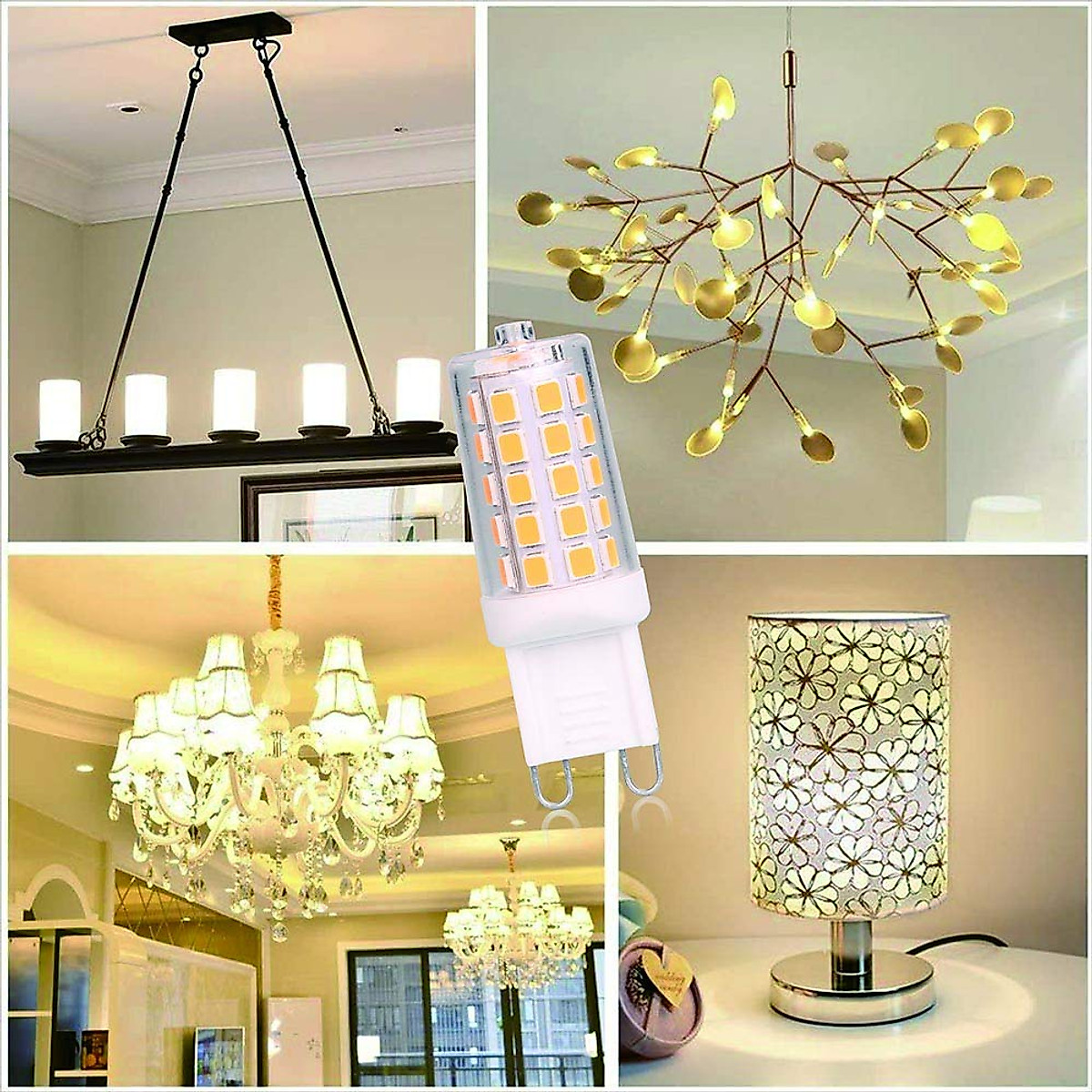 AIPLAMP G9 led Bulb Dimmable t4 g9 Base Bulbs, 2700K Soft White Light Equivalent to 25W 40W Halogen Bulbs, 4W 450Lm 120V AC No Flicker 360 Degree Angle, G9 led Lamp,5 Pack