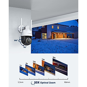 SANNCE 5MP Outdoor IP Security Camera, PTZ WiFi Outdoor Camera, 20X Optical Zoom Auto Tracking Home Surveillance Camera, Motion Detection Color Night Vision 2-Way Audio IP66 Sound & Light Alarm