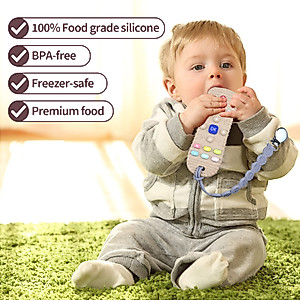 Viyuse Remote teether for Baby, Soft Chew Toys with TV Remote Control Shape, Early Educational Sensory Toy for Babies Teething Relief and Soothe Sore Gum Infant Teether for 3-12 Months