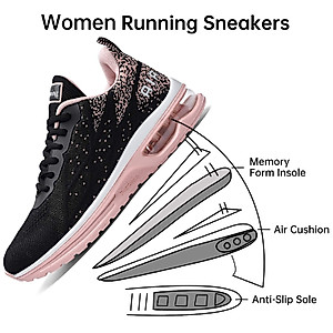MEHOTO Womens Fashion Lightweight Tennis Walking Shoes Sport Air Fitness Gym Jogging Running Sneakers (Peachblack US 7 B(M)