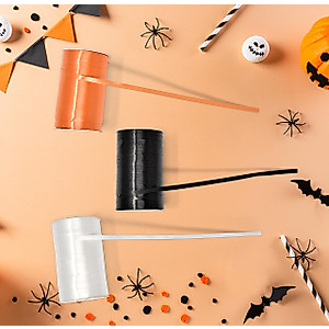 Halloween Curling Ribbon Pack of 3 Spool Orange150 Yard Per Roll Black White Curly Balloon String Ribbons Holiday Gift Wrapping Florist Party Crafts