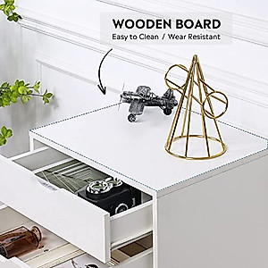 DEVAISE 7-Drawer Chest, Wood Storage Dresser Cabinet with Wheels, White