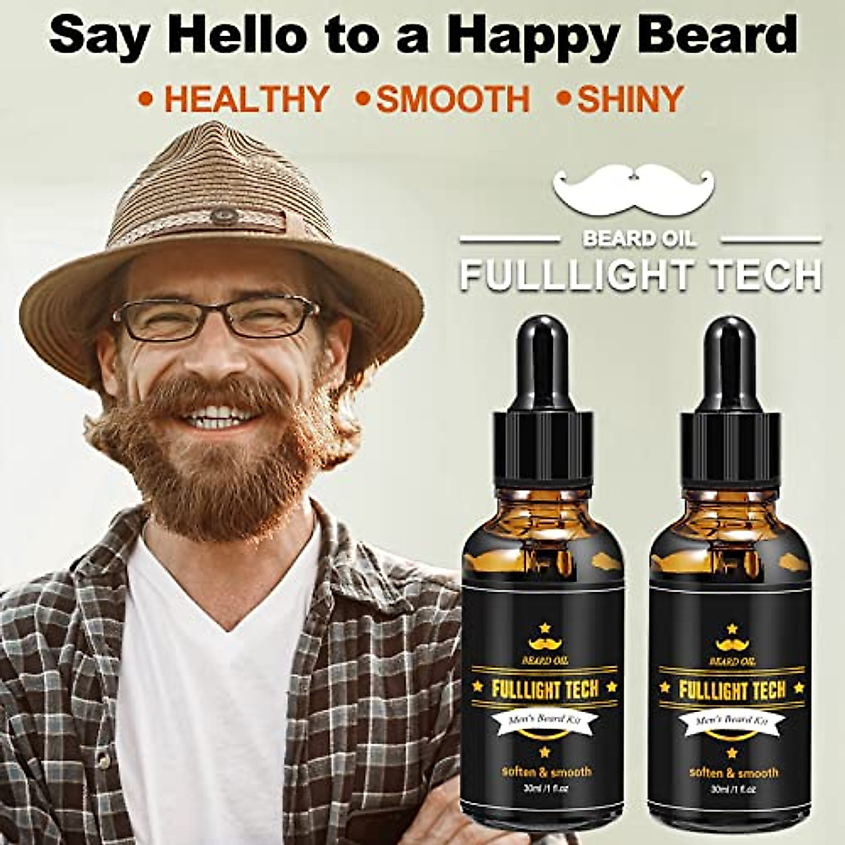 2 Pack Beard Oil for Men Growth 100% Natural Argan Oil,Jojoba Oil Leave in Conditioner Softener for Mustache Grooming Moisturizing