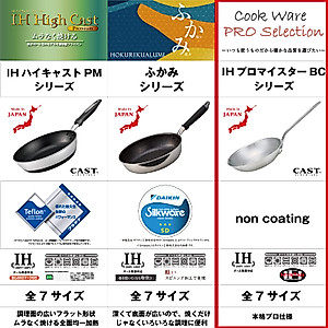 北陸アルミニウム(Hokuriku Alumi) HOKUA AHLS203 Meister Commercial IH BC Frying Pan, 9.4 inches (24 cm)