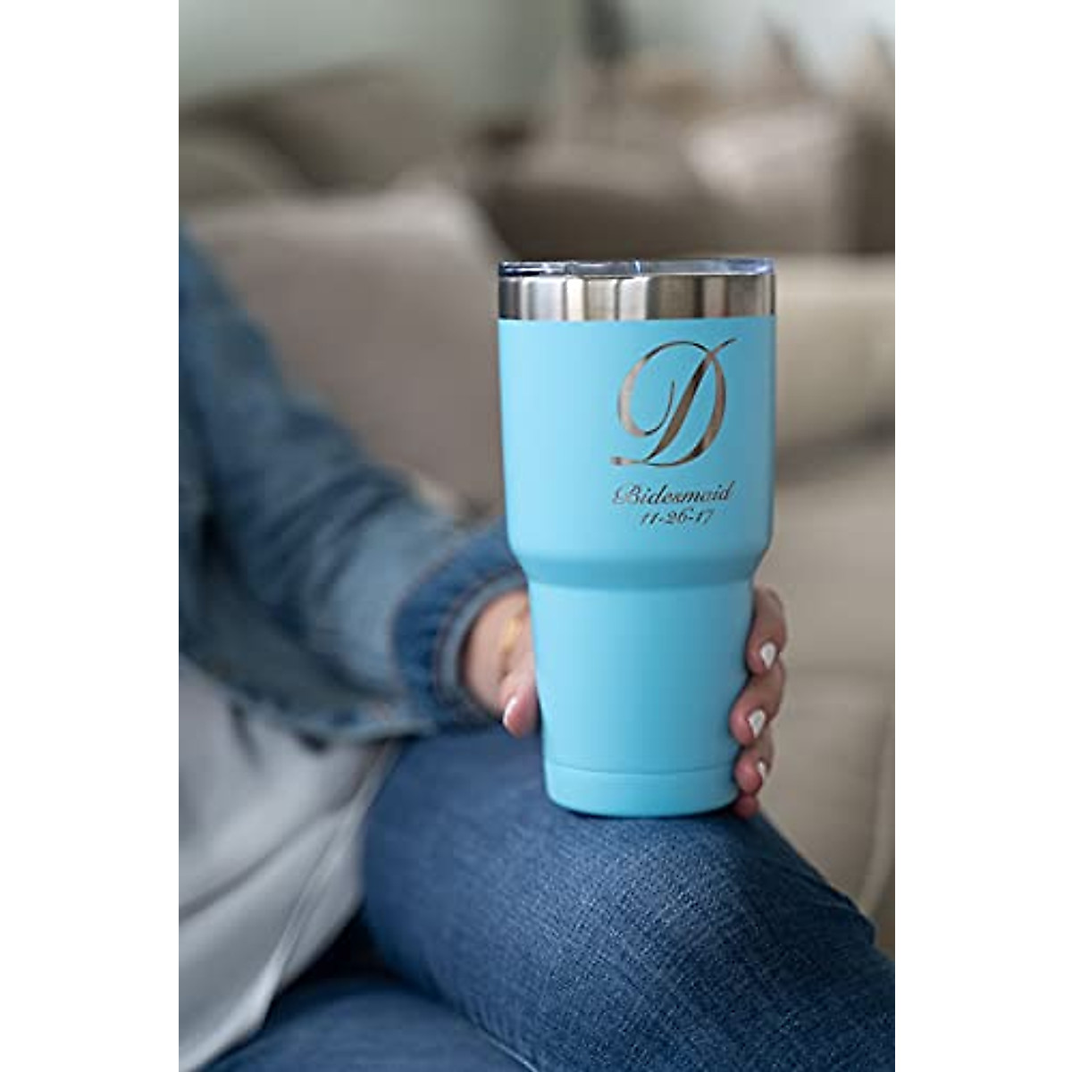 Monogrammed Powder Coated Tumbler 30oz Double Wall Insulated Choose Your Color