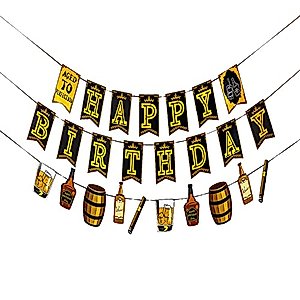 Whiskey Birthday Party Decorations for Men Happy Birthday Party Supplies Whiskey and Beer Theme Banner for 20th 30th 40th 50th Birthday Decorations Whiskey Birthday Banner