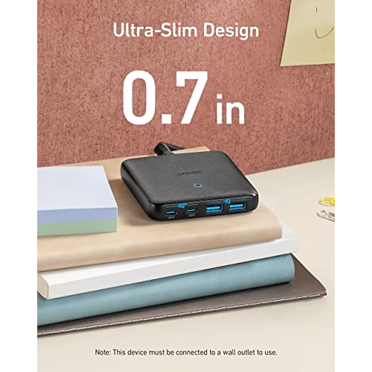 Anker USB C Charger, 543 Charger (65W II), PIQ 3.0 & GaN 4-Port Slim Fast Wall Charger, with Dual USB C Ports (45W Max), for MacBook, USB C Laptops, iPad Pro, iPhone and More