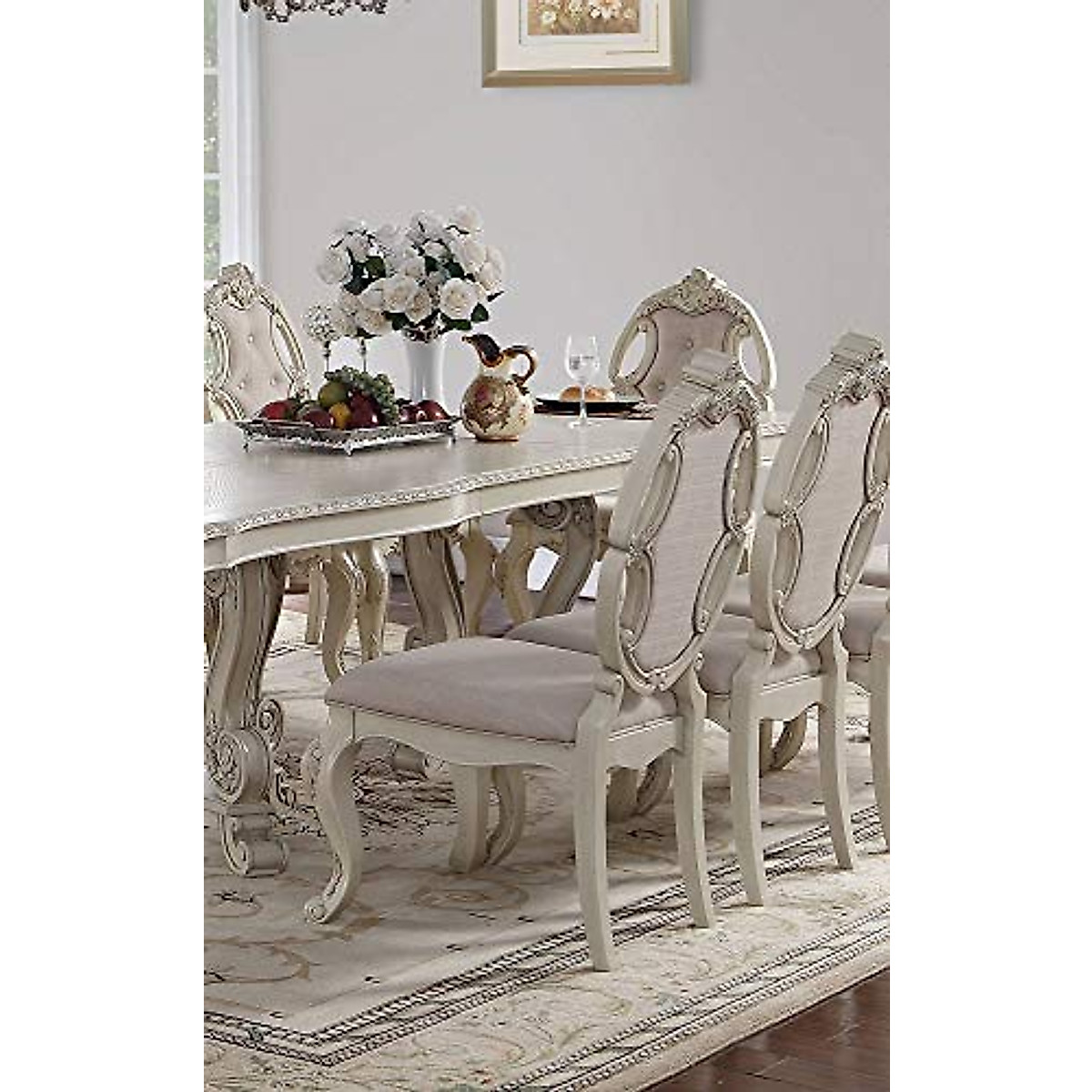 ACME Ragenardus Side Chair (Set-2) - 61282 - Fabric & Antique White
