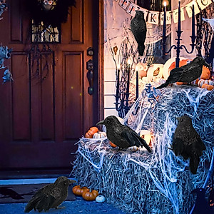 kockuu Crows Halloween Decorations - 6Pcs Halloween Crows Raven Black Birds Glitter Feathered Decor for Halloween Home Tree Garden Yard Indoor Outdoor Decorations
