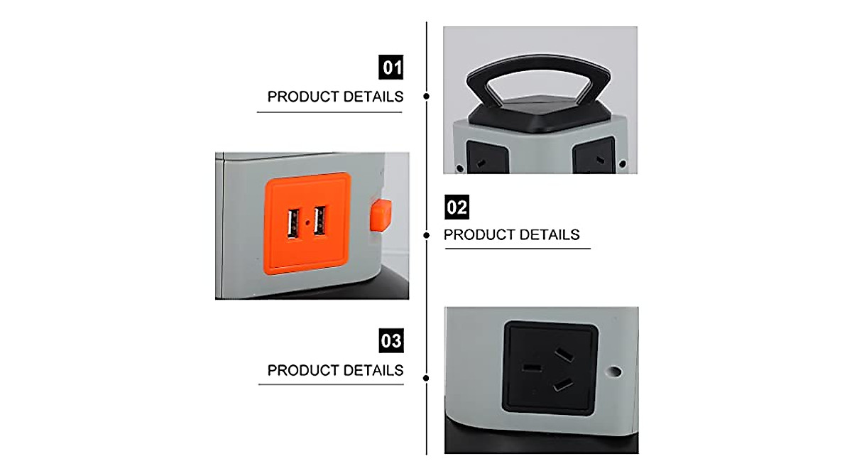 2 Power Outlet Home Power Board with USB & Surge Protection