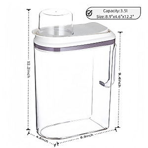 BeiZanWan Cereal Containers Storage Airtight,3.5L Rice Storage Container with Measuring Cup,Cereal Dispenser with Spout/Handle,Dry Food Storage Container(Food Grade)