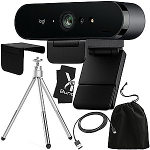 Logitech Brio 4K HD Webcam [Latest Version] with Microphone for Desktop with Tripod & Universal Mount -Logitech Webcam USB Computer Camera -Ultra Pro Wide Angle Webcam Streaming Equipment for Meetings