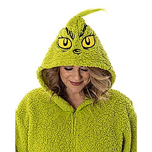 Dr. Seuss The Grinch Who Stole Christmas Matching Family Costume Pajama Sherpa Union Suit For Women Men (MD)