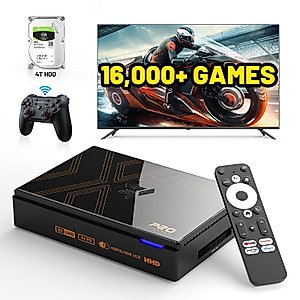 Kinhank Super Console X5 PRO Retro Game Console with 16000+Games,Android 12.0 OS,Emulator Console Compatible with Most Emulators,8K UHD Output,WI-FI 6,BT 5.0,AV1,Gigabit Ethernet,Wireless Controller