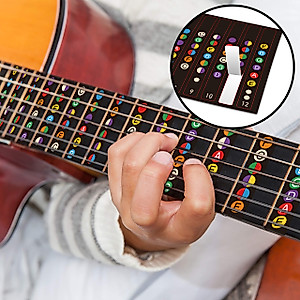 INKNOTE 53 PCS Guitar Accessories Kit-Acoustic Guitar Bridge Pins Pegs,Bridge Pin Puller Remover,Capo,Guitar Picks,Pick Holder and Guitar Saddle Nut,with Guitar Scale Sticker and dust-free cloth