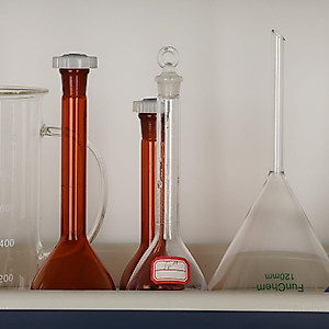 FunChem Glass Volumetric Flask with Glass Stopper, Borosilicate Glass Heavy Wall, Class A, Tolerance ±0.05 ml, 10 ml (Pack of 1)