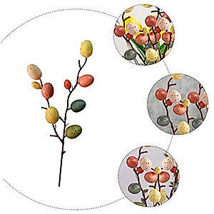 Artibetter 3pcs 5 Egg Decoration Easter Egg Vine Easter Eggs Decor Easter Party Favors Easter Vase Filler Spring Egg Stems Easter Picks with Pastel Easter Eggs Flower Shape Plant Basket Foam