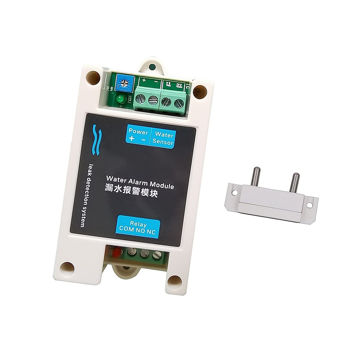12V DC Wired Water Detectors Water Leak Alarm Module Leakage Flood Sensor with 10A NC NO Relay Output Control, Turns Off Flood Source (White)