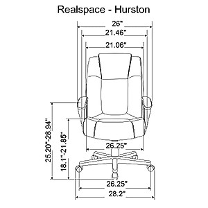 Realspace® Hurston Bonded Leather High-Back Executive Chair, Black, BIFMA Certified