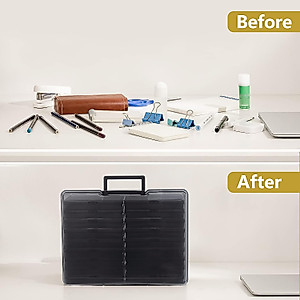 IDekooror Photo Storage Box 5" x 7", 18 Inner Extra Large Photo Case Photo Organizer Acid-Free Photo Boxes Storage, Plastic Craft Storage Box with Handle for Pictures Stickers Stamps Seeds(Black)