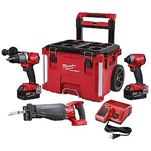Milwaukee 2997-23SPO M18 FUEL 18-Volt Lithium-Ion Brushless Cordless Combo Kit (3-Tool) with Two 5.0 Ah Battery and PACKOUT Rolling Tool Box