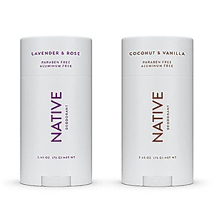Native Deodorant | Natural Deodorant for Women and Men, Aluminum Free with Baking Soda, Probiotics, Coconut Oil and Shea Butter | Coconut & Vanilla and Lavender & Rose - Variety Pack of 2