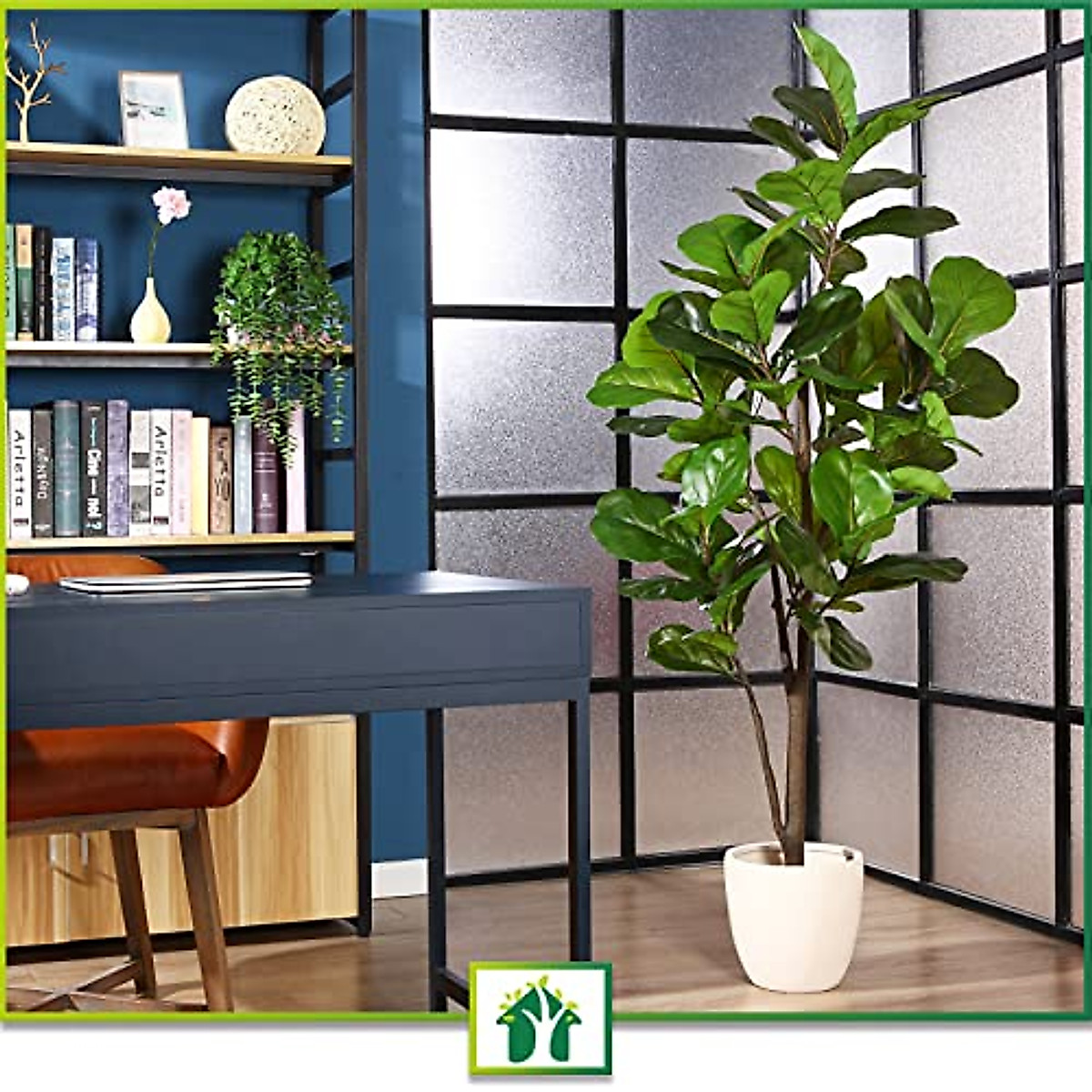 CROSOFMI Artificial Fiddle Leaf Fig Tree 65 Inch Fake Ficus Lyrata Plant with 68 Leaves Faux Plants in Pot for Indoor Outdoor House Home Office Garden Modern Decoration Perfect Housewarming Gift