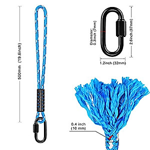 BeneLabel Poseidon Series Sewn Prusik Loops Ropes, Safety, 19", Diameter 2/5", 2 Pack, Blue