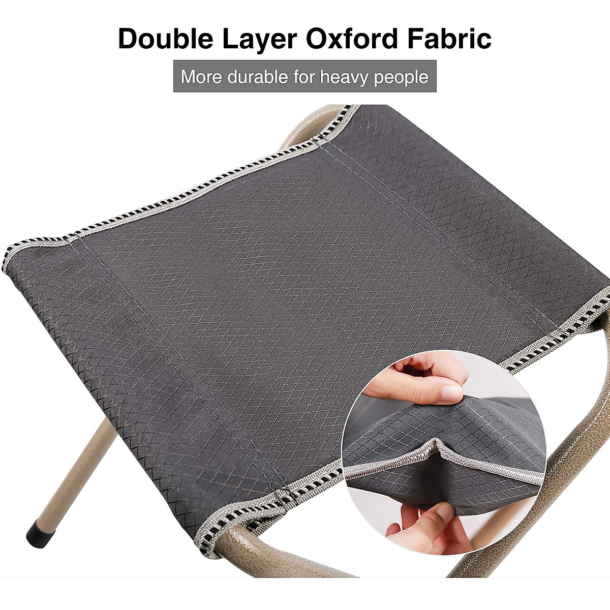 REDCAMP 2 Pack Folding Camping Stool for Adults, 15 Inch Tall Sturdy Portable Camp Stools for Outdoor Fishing Hiking, Support 300 LBS Capacity, Gray