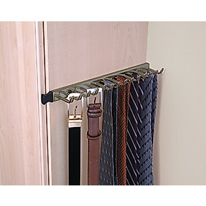 ClosetMaid 38053 14-Hook Tie & Belt Rack, Nickel, 15 x 2.75 x 0.88 inches