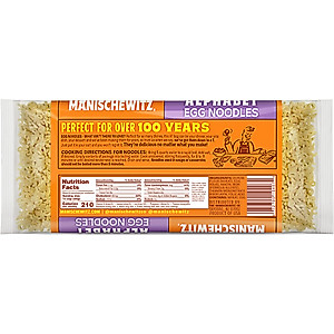 Manischewitz Alphabet ABC Pasta Egg Noodles 12oz (3 Pack), Home-style Taste & Texture, Premium Enriched, Low Sodium, No Preservatives