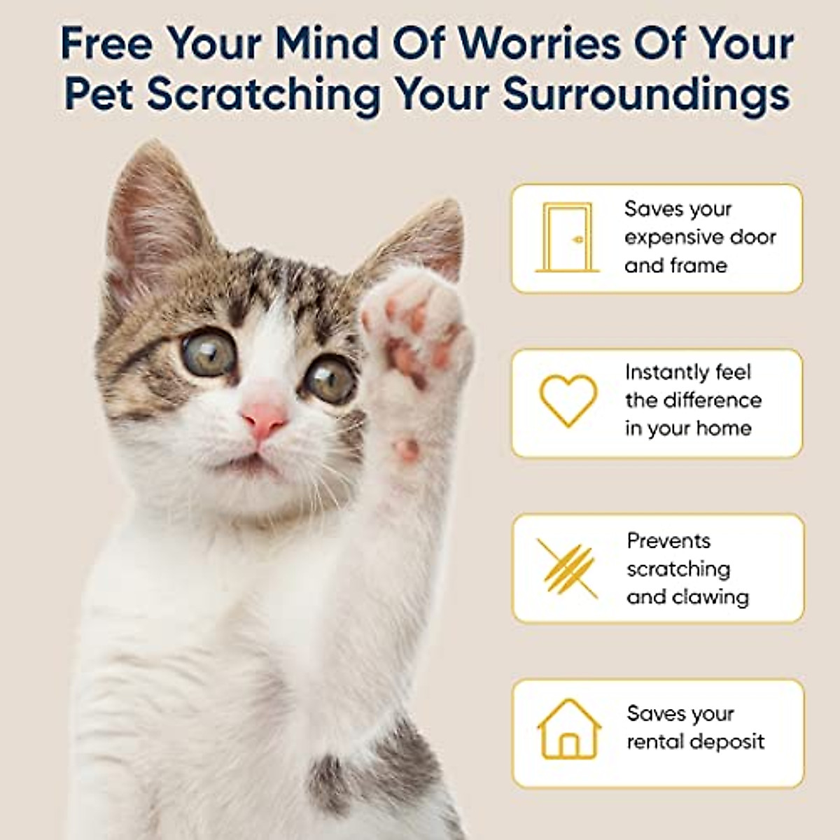 PROTECTO® Cat & Dog Scratch Door Protector for Indoors & Outdoors - 2-Pack 30" x 20" Transparent Door Protector from Dog Scratching, Smooth Deterrent Surface - Easy Installation with Sticky Pads