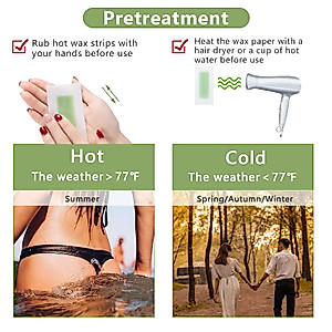 Viilife 48 Pcs Facial Wax Strips 24 Double Sides Mini Wax Strips Hair Removal at Home Waxing Hair Removal for Women's Facial Eyebrows Upper Lip and Chin with 8 Calming Wipes