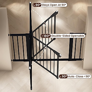 Mumeasy 36" High Extra Tall Dog Gate, 29.6"-40.5" Wide Pressure Mounted Tall Baby Gate for Dog, Auto Close Pet Gate with Door for Stairs,Doorways,House,Black