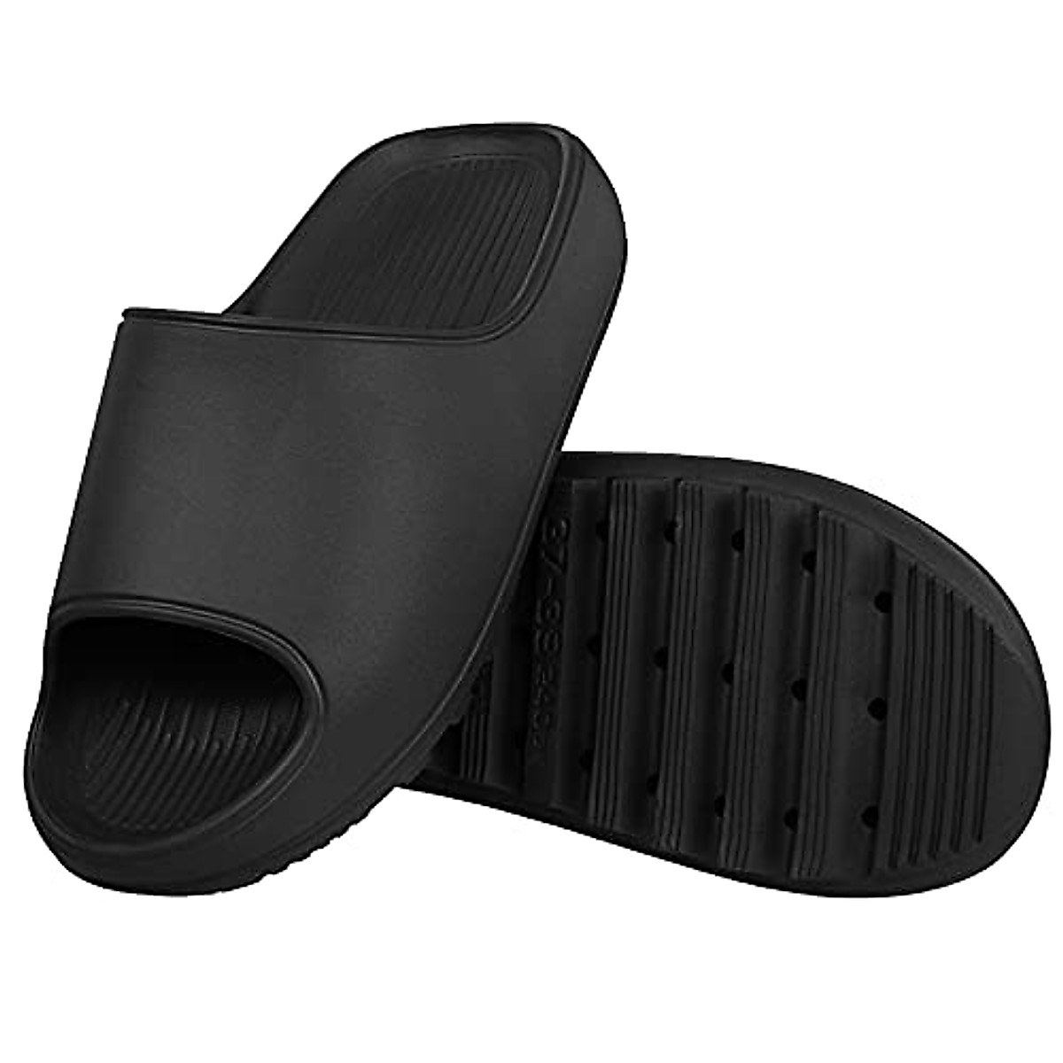 Leisurely Pace Cloud Slides for Women Men Squishy Pillow Sandals Lightweight Shower Shoes Summer Slippers with Comfort Black 8.5-9 Women/7-7.5 Men