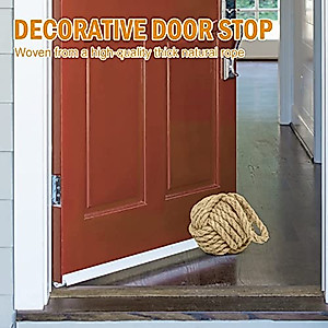 Pomeat Decorative Door Stop Rope Knot Nautical Door Stop Doorstop Outdoor Weighted Door Stopper for Door, Window Wedge, Bookend 6.25 inch (Natural)