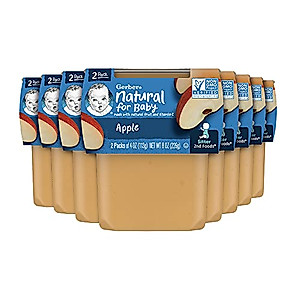 Gerber 2nd Food Baby Food Apple Puree, Natural & Non-GMO, 4 Ounce Tubs, 2-Pack (Pack of 8)