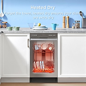 Midea MDF18A1AST Built-in Dishwasher with 8 Place Settings, 6 Washing Programs, Stainless Steel Tub, Heated Dry, Energy Star