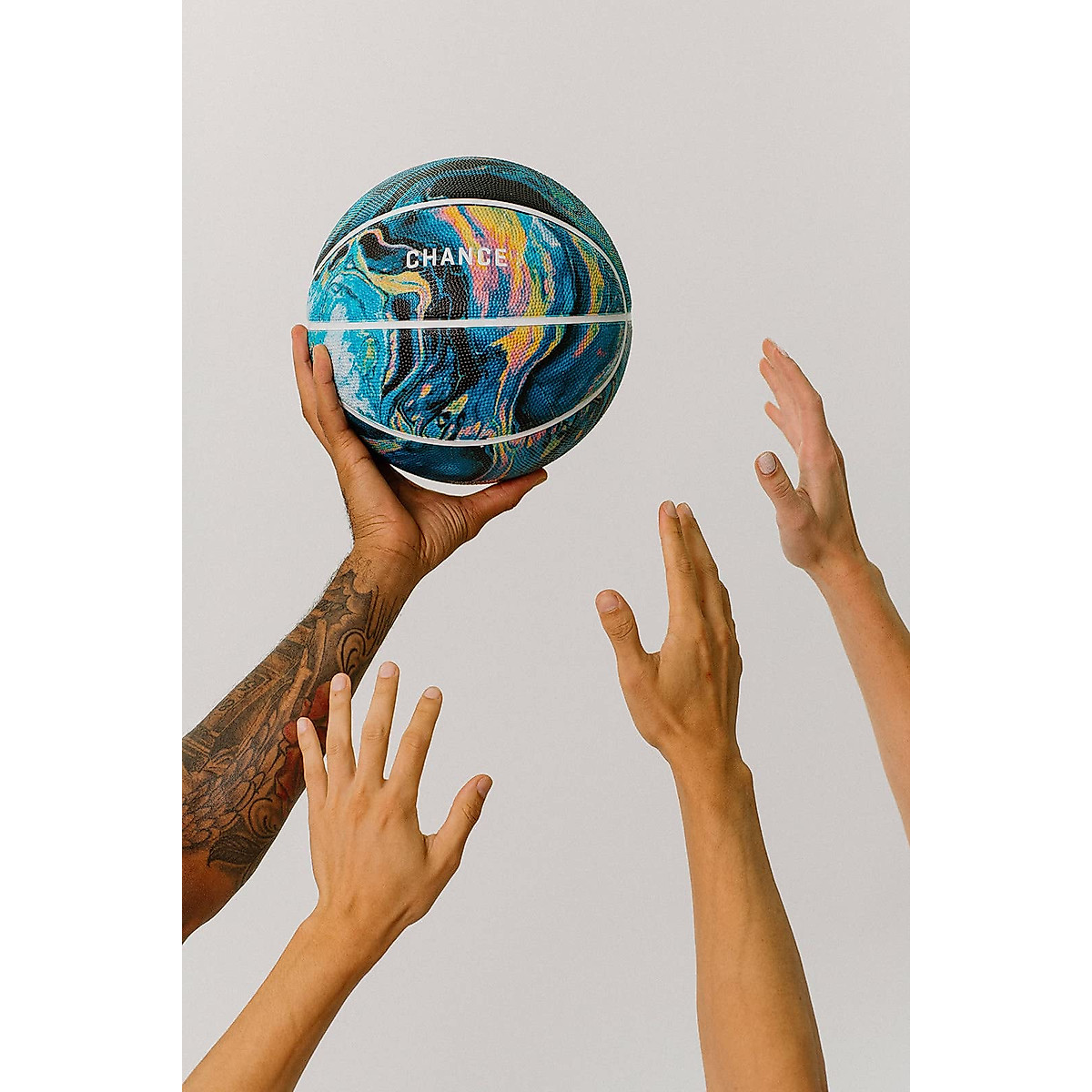 Chance Premium Rubber Outdoor/Indoor Basketball (Size 7, UNI - Multicolor) Standly The Ball Stand