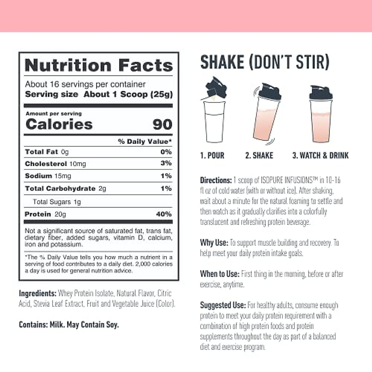 Isopure Protein Powder, Clear Whey Isolate Protein, Post Workout Recovery Drink Mix, Gluten Free with Zero Added Sugar, Infusions- Tropical Punch, 16 Servings