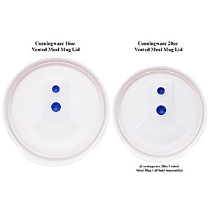 Corningware FW16 (16oz) French White with Vented Blue Tab Replacement Lids- 2 Pack (Will NOT fit the 20oz Meal Mug)