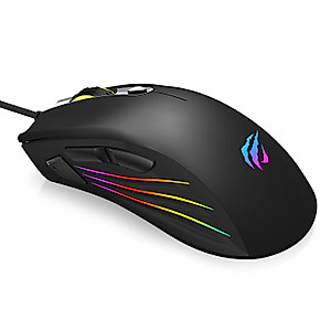 Havit Gaming Mouse Wired 7200DPI RGB Backlit Comfortable Computer Ergonomic USB Programmable Mice 1000Hz Polling Rate for Laptop Desktop PC Gamer