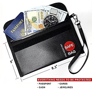 COLCASE Fireproof Money Bag(8.3x5 inches), 2 Pack Fireproof and Waterproof Cash Bag with Zipper, Fireproof Money Safe Pouch Envelope Container for Cash,Jewelry,Valuable,Passport