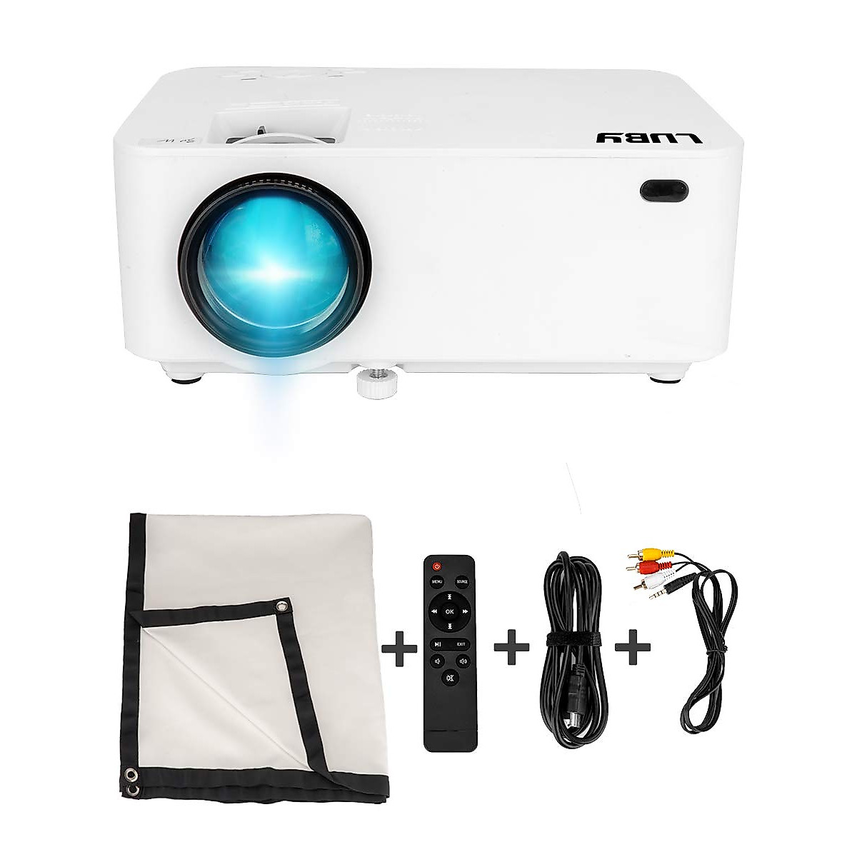Luby Portable Movie Projector with Free Projector Screen Perfect for Fun Camping Neighborhood Gathering Backyard Movie