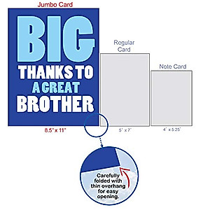 NobleWorks, Great Brother - Huge Thank You Card for Brother (8.5 x 11 Inch) - Sibling Appreciation Notecard, Sweet Thanks Stationery J3238BXG