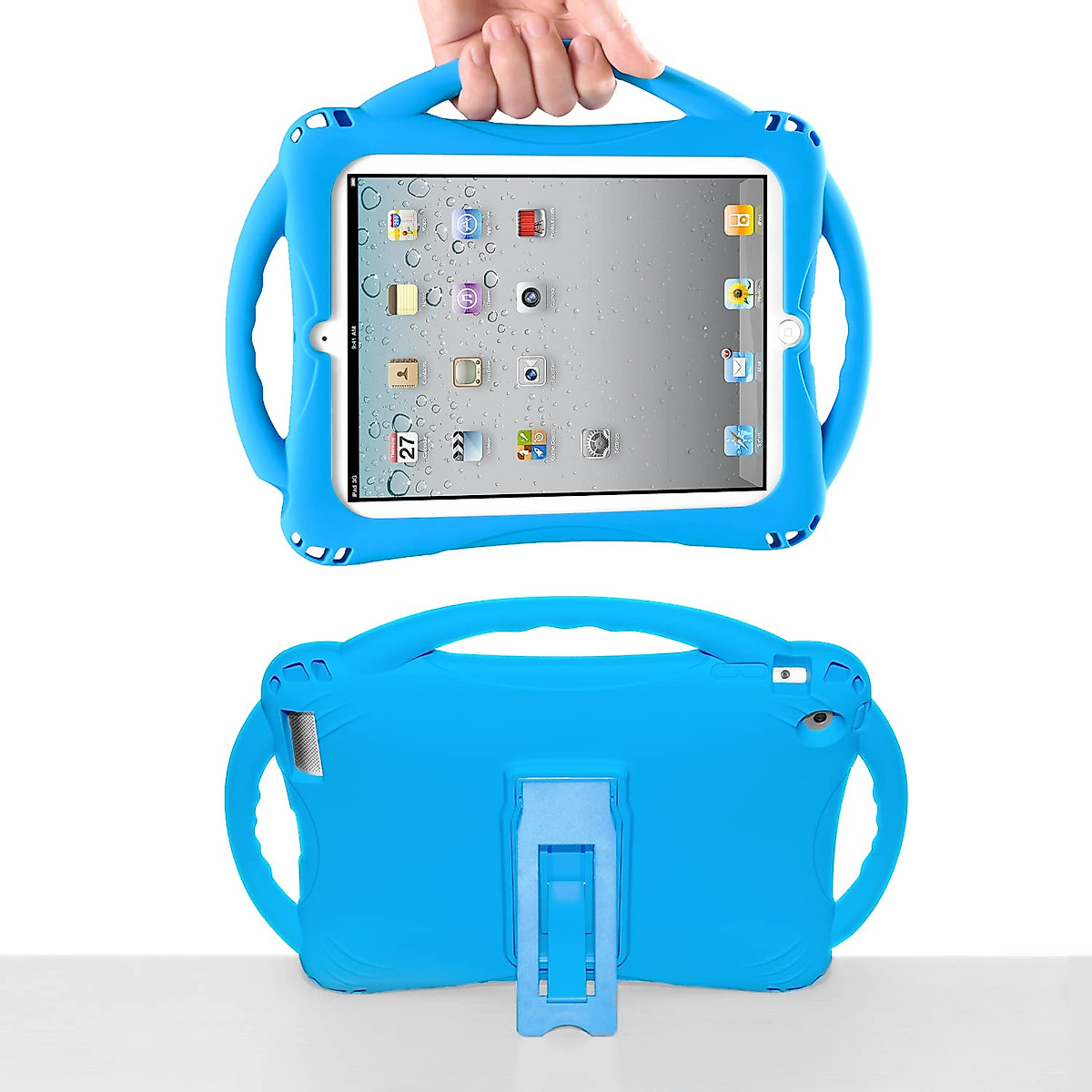 TopEsct Kids case for iPad 2nd/3rd/4th Generation, Comes with Tempered Glass Screen Protector and Strap (Blue)