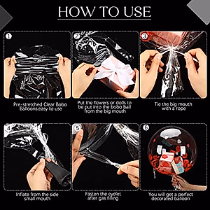 40 Pack Valentine‘s Day Large Clear Balloons for Stuffing Pre Stretched Extra Wide Mouth Bobo Balloons Fillable Helium Transparent Balloon for Birthday Wedding Party(21 Inch Inflated)