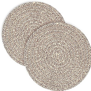 ABenkle Potholders Set of 2, 100% Cotton Rope Woven Hot Pot Holders, Round Coasters Hot Pads Mats Placemats Table Mats, Spoon Rest for Kitchen Table Cooking, Baking - 7 Inches, Mixed Brown